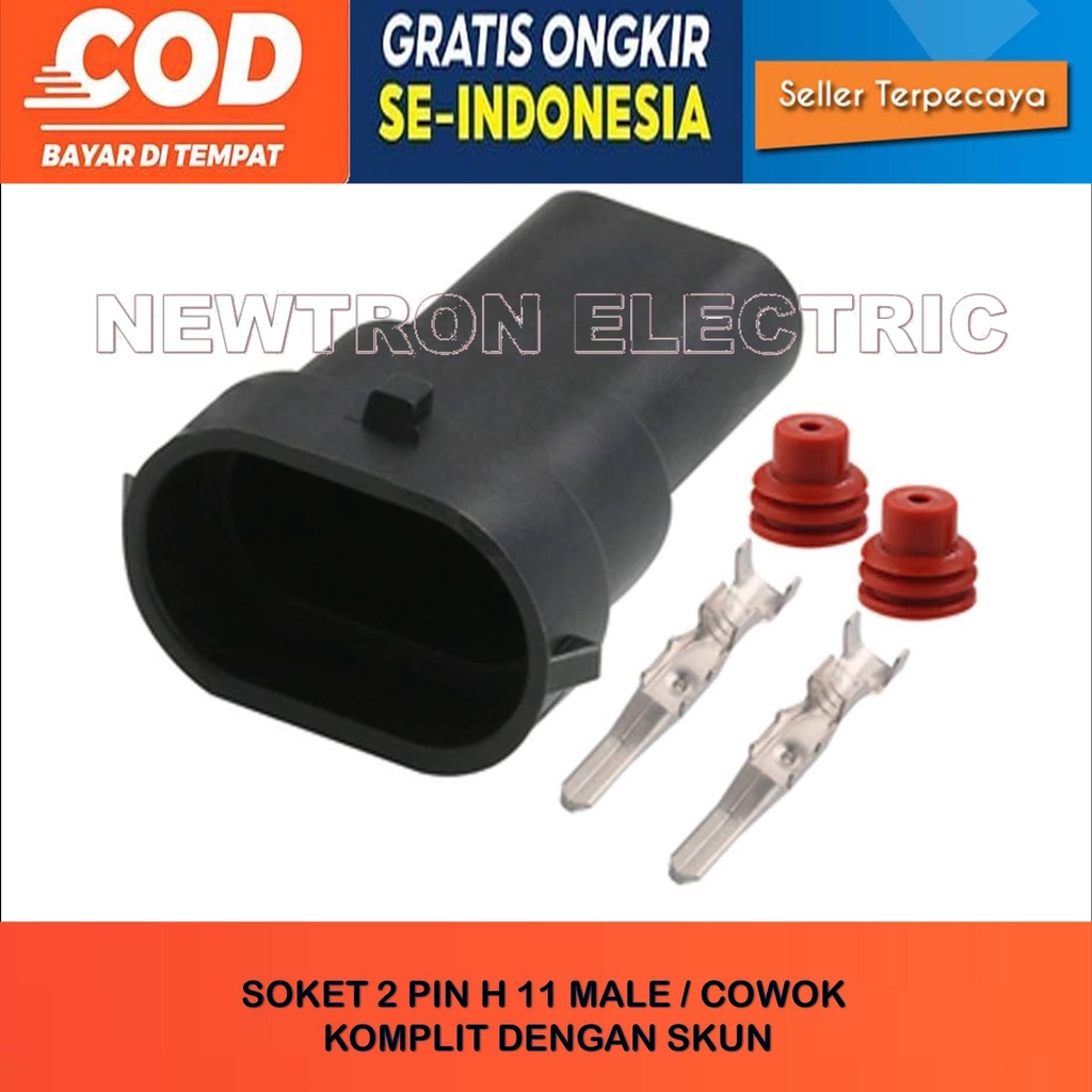 Jual SOCKET SOKET CONNECTOR KONEKTOR H11 MALE KOMPLIT SKUN DAN KARET ...