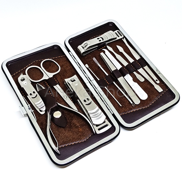 Jual Alat Manicure Pedicure Set Isi 12 with Leather Case | Shopee Indonesia