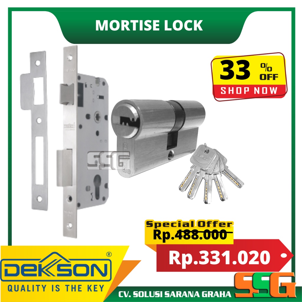 Jual Mortise Lock Dekkson Pelor DL 8585 SSS Set Cylinder Komputer Key ...
