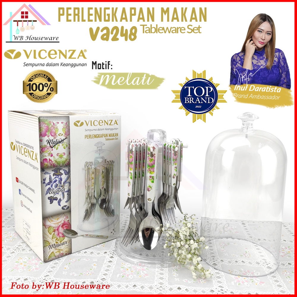 Jual VICENZA perlengkapan makan sendok garpu set stainless motif melati ...