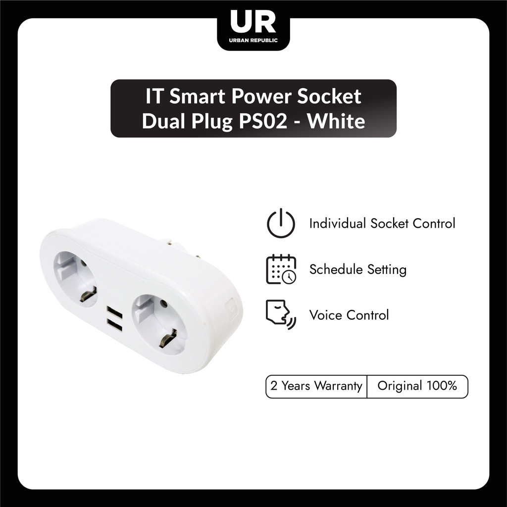 Jual IT Smart Dual Plug PS02 - 2 Power Port 2 Port USB - White | Shopee ...
