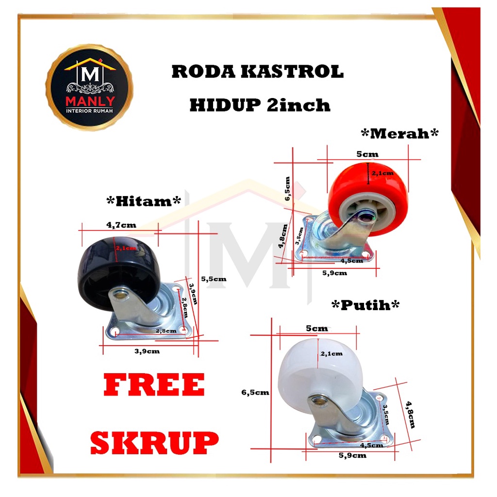 Jual Roda Etalase Roda Caster PVC Roda Lemari 2 Inc & 1 inc Roda Kursi ...