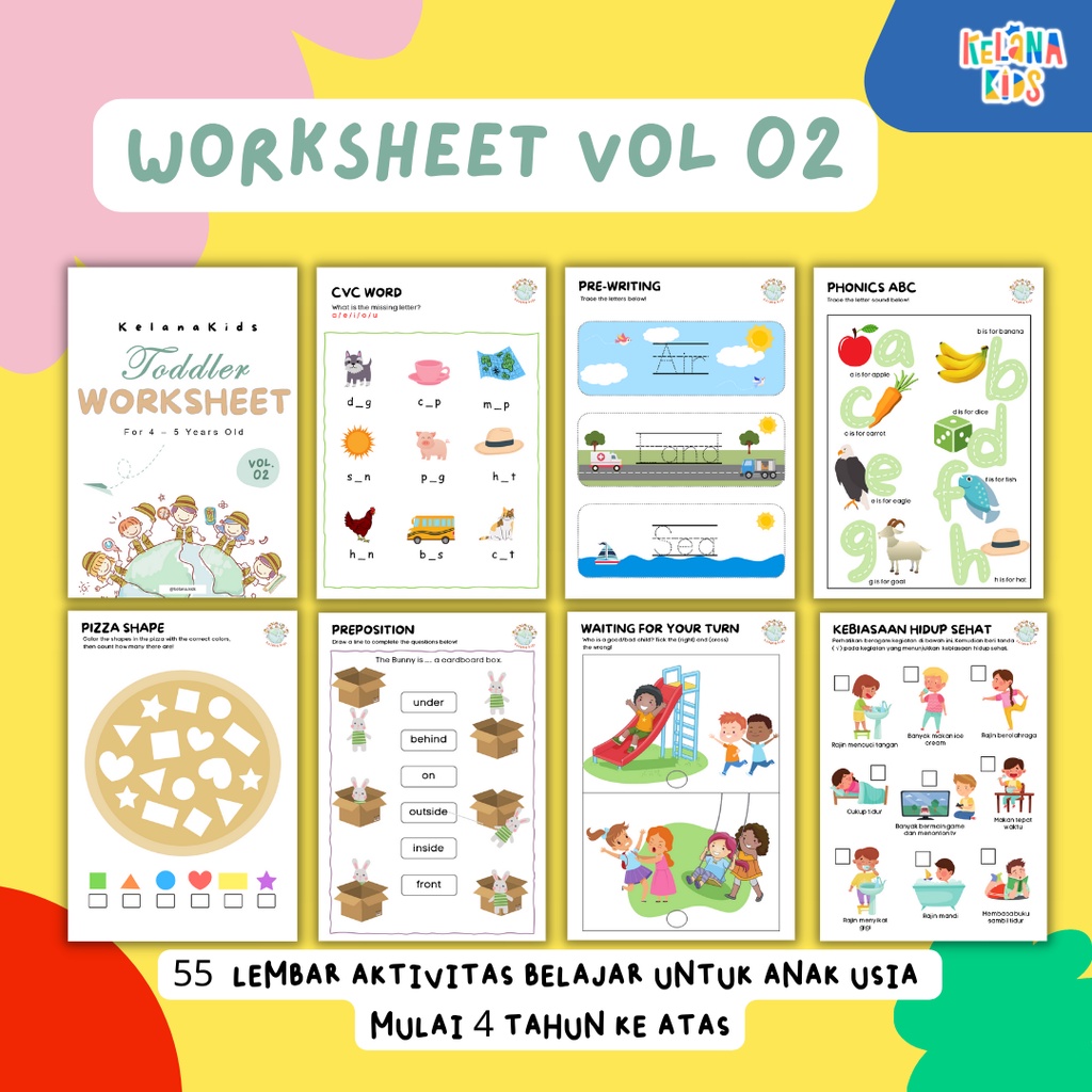 Jual Buku Printable Worksheet Bahasa Inggris 340 Lembar Kerja Calistung ...