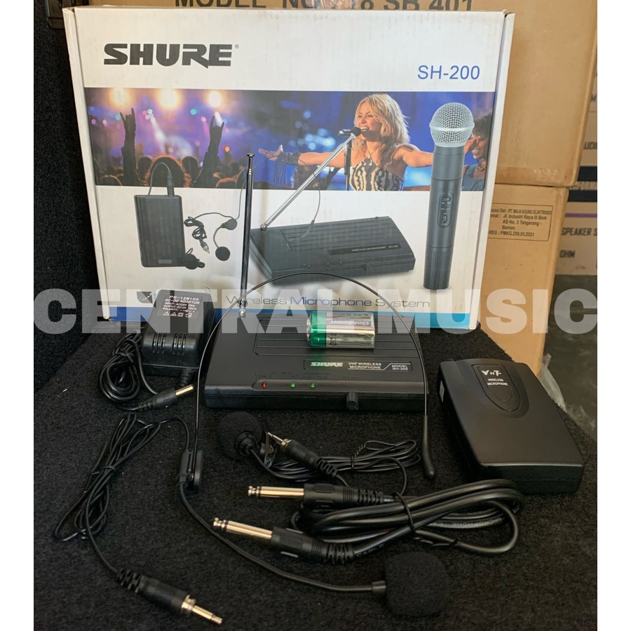 Jual MIC WIRELESS SHURE SH-200 JEPIT+BANDO SINGLE RECEIVER VHF HIGH QUALITY | Shopee Indonesia