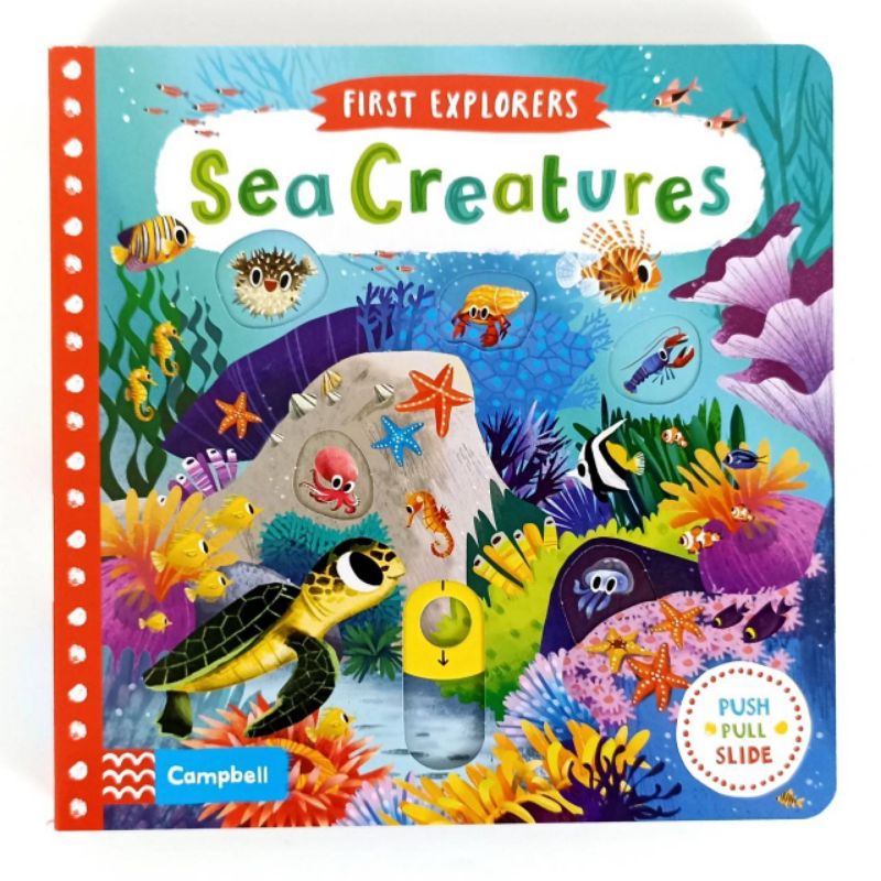 Jual Campbell First Explorers Sea Creatures Push Pull Slide Board Book ...