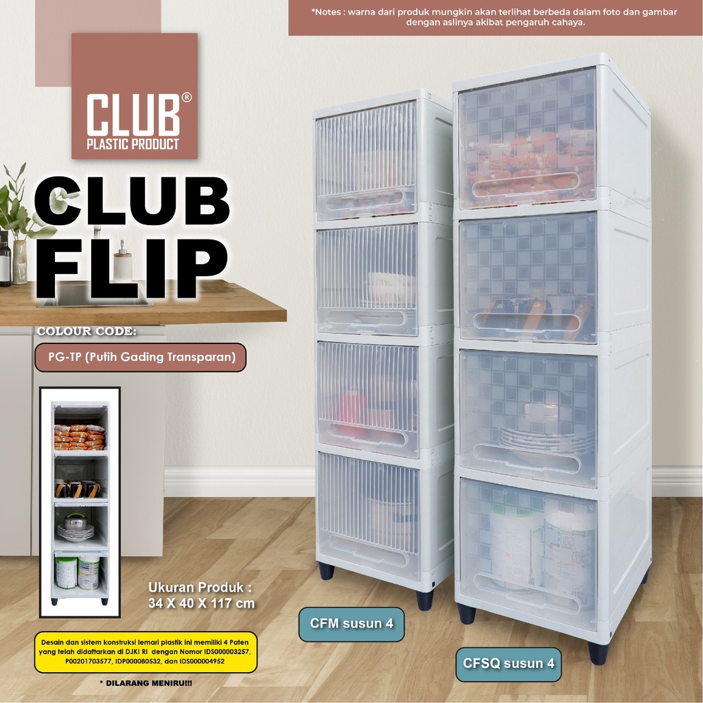 Jual CLUB FLIP - LEMARI RAK SERBAGUNA FLIP TRANSPARANT BENING PUTIH ...