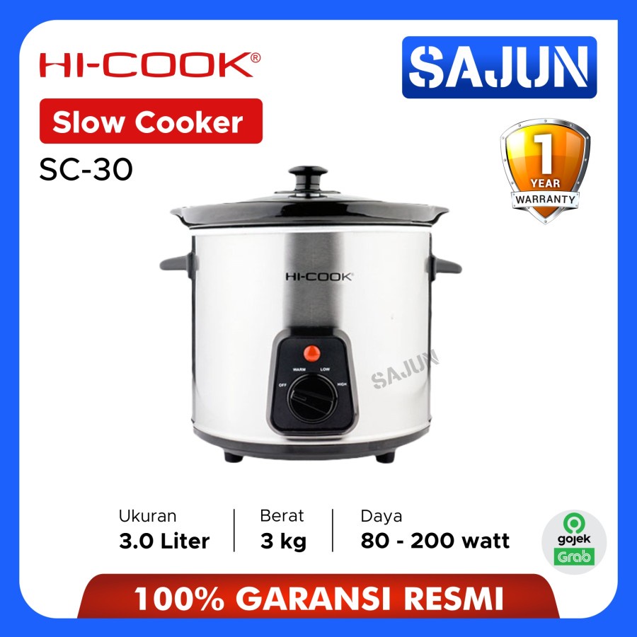 Jual HI-Cook / Hicook Slow Cooker SC-30 Kapasitas 3 Liter SC 30 Garansi ...