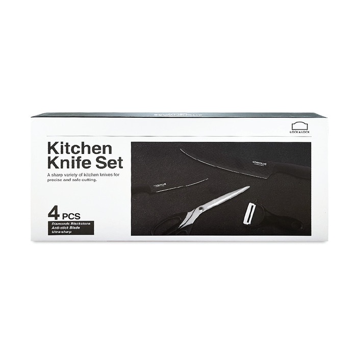Jual LocknLock Cookplus Knife 4P Set CKK103S4BLK ORIGINAL | Shopee ...