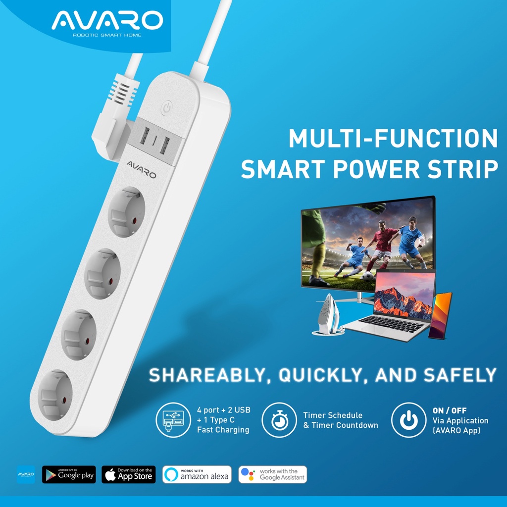 Jual AVARO Smart Extention Power Strip Stop Kontak Wifi IoT Smart Home | Shopee Indonesia