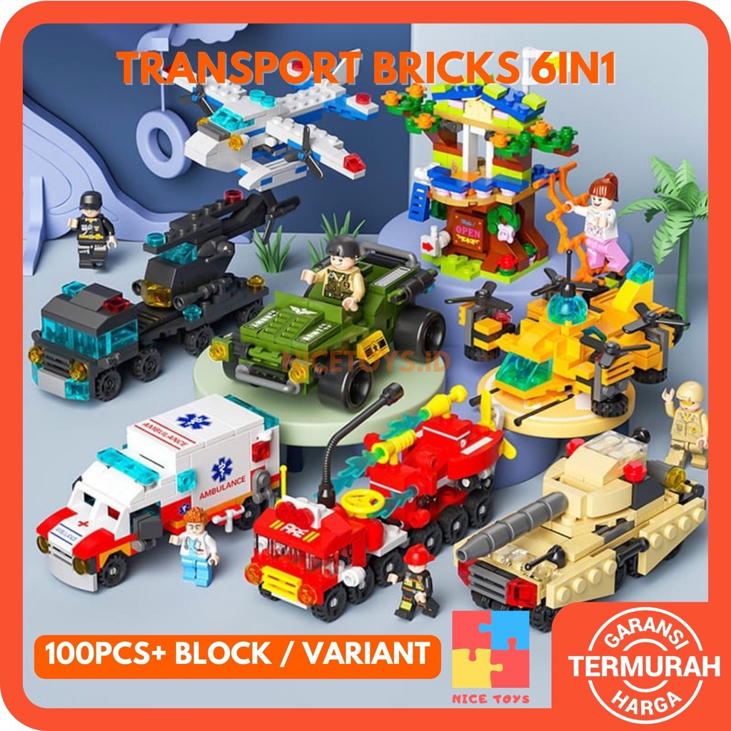 Jual SALE Mainan Transport Bricks 6 in 1 Block Mainan Anak Blocks ...