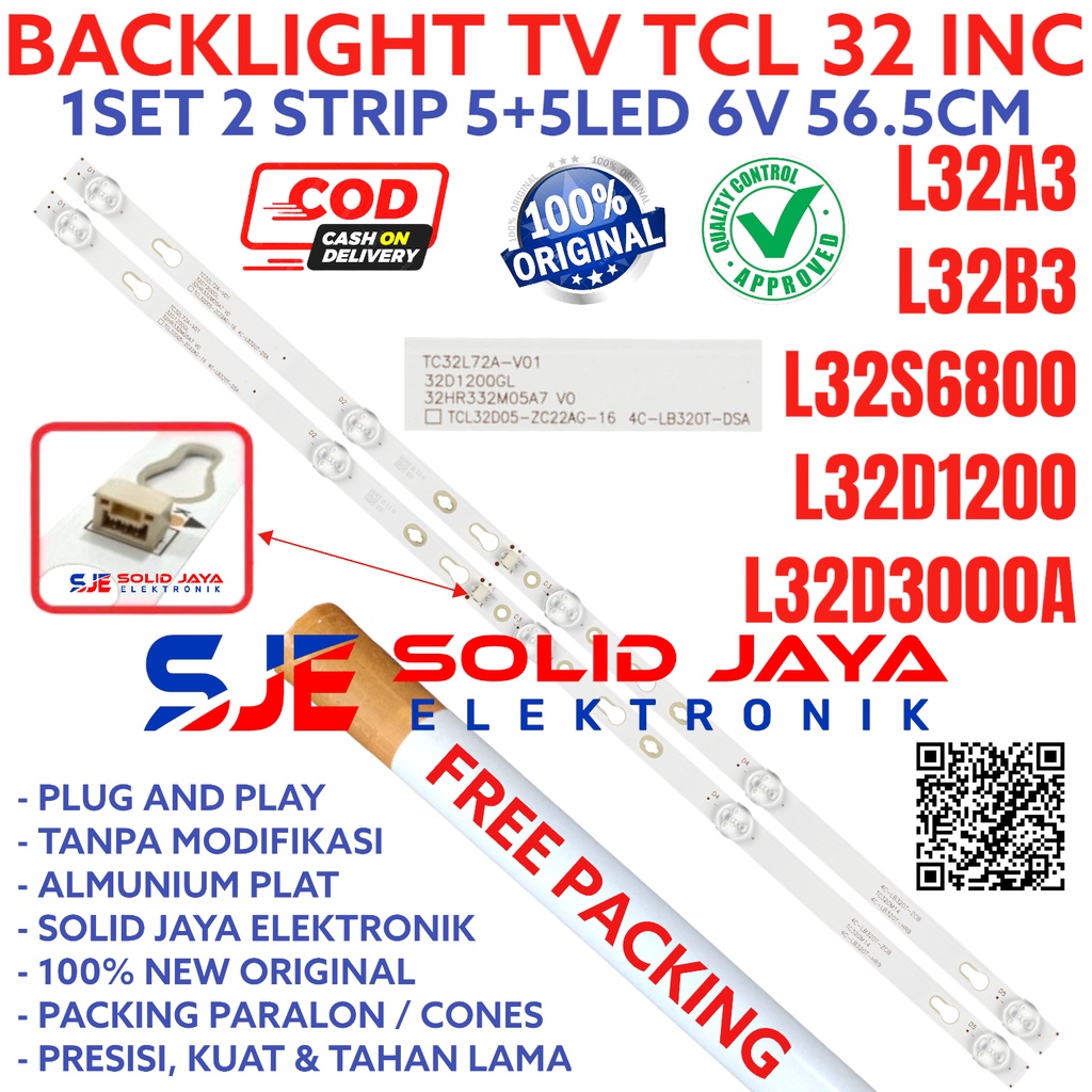 Jual BACKLIGHT LED TV TCL 32 INC 32A3 32B3 32D1200 32D3000 32S6800 ...