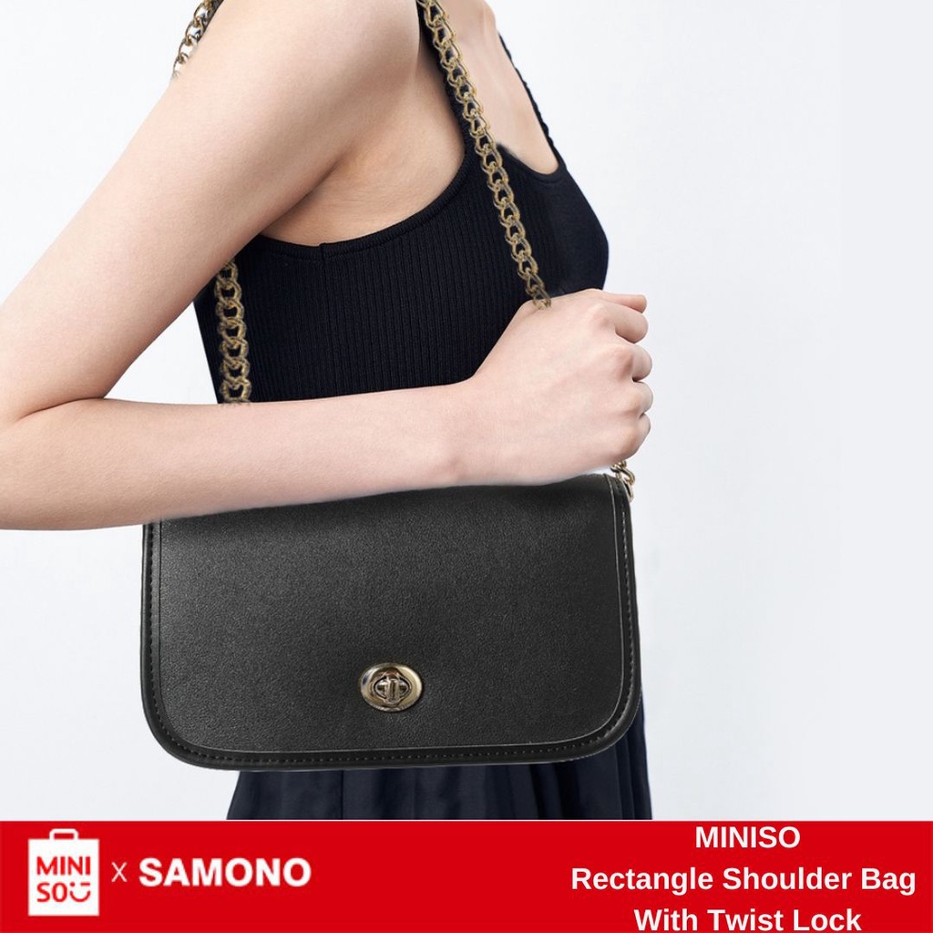 Jual Miniso Rectangle Shoulder Bag With Twist Lock | Shopee Indonesia