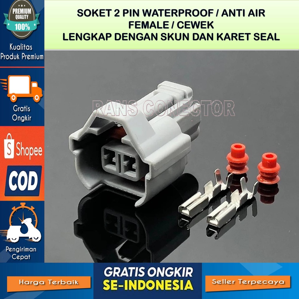 Jual Soket 2 Pin feMale waterproof Original - Soket Waterproof Anti Air ...