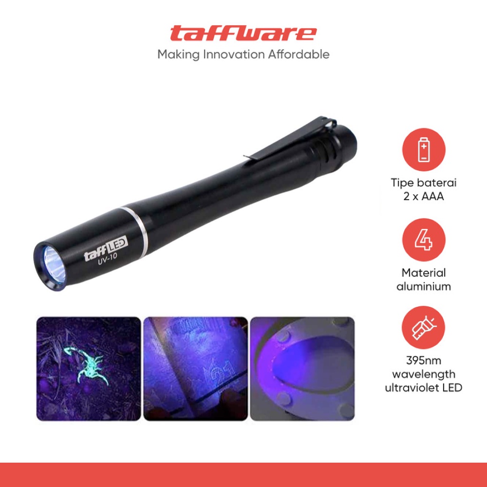 Jual TaffLED Ultraviolet UV Light Pen Mini Senter LED 395nm - UV-10 | Shopee Indonesia