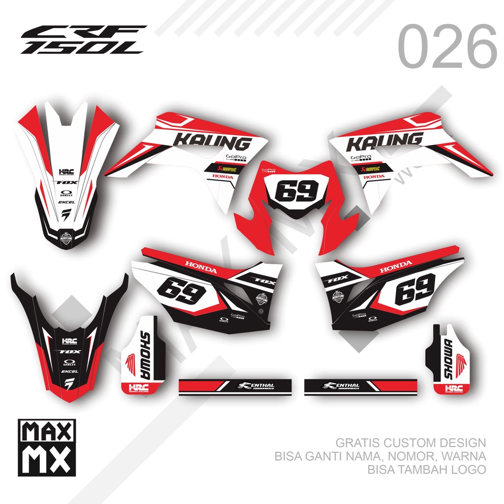 Jual Decal CRF 150L sticker motor CRF150L stiker variasi 026 MOTIF ...