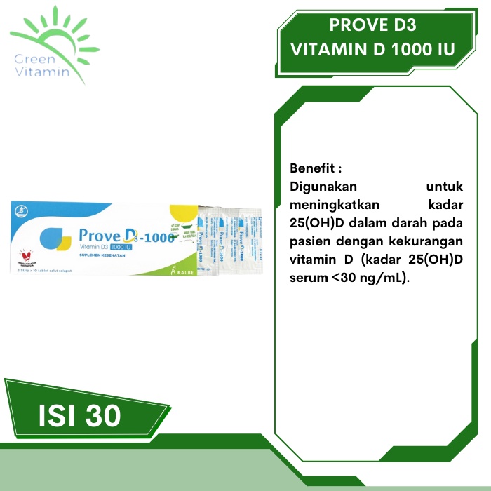 Jual Prove D3-1000 IU 30 Tablet Vitamin D3 25 mcg D asli DANKOS KALBE ...