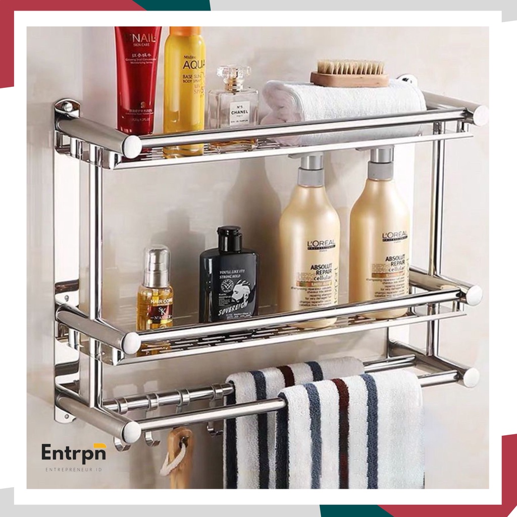 Jual { BISA COD } Rak Dinding Toilet Kamar Mandi Stainless Stell Rak ...