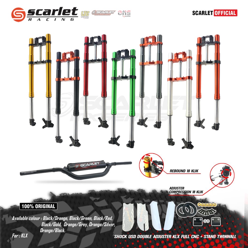 Jual Scarlet Racing - Shock Upside Down Skok Depan USD Double Adjuster KLX Full CNC + Stang ...