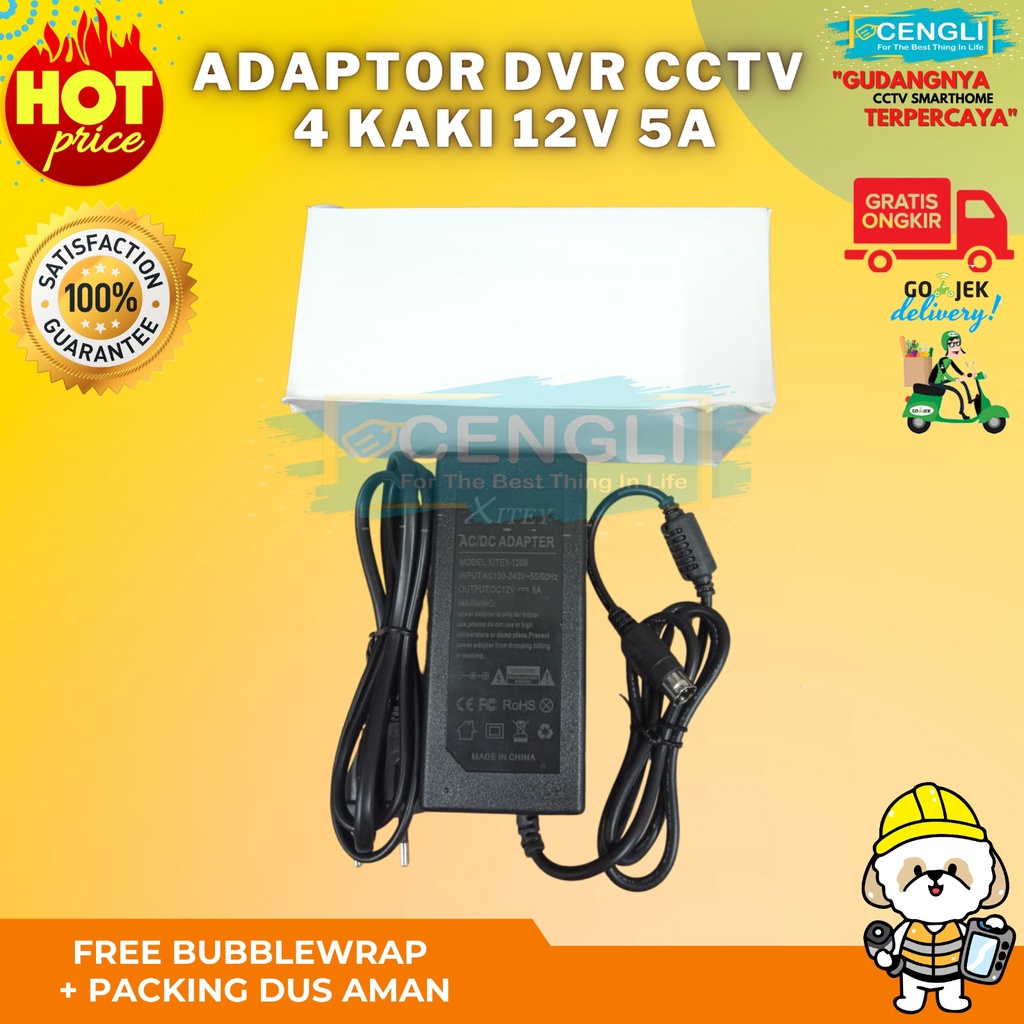Jual ADAPTOR UNTUK DVR HIKVISION 5 AMPERE 12 VOLT 4 PIN 12V 5A | Shopee ...