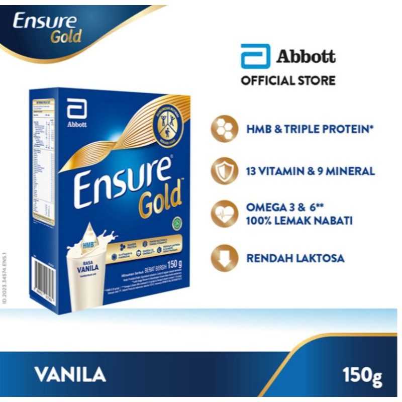Jual Ensure Gold Susu Nutrisi Dewasa Lansia rasa Vanila Box 150 g A15 ...