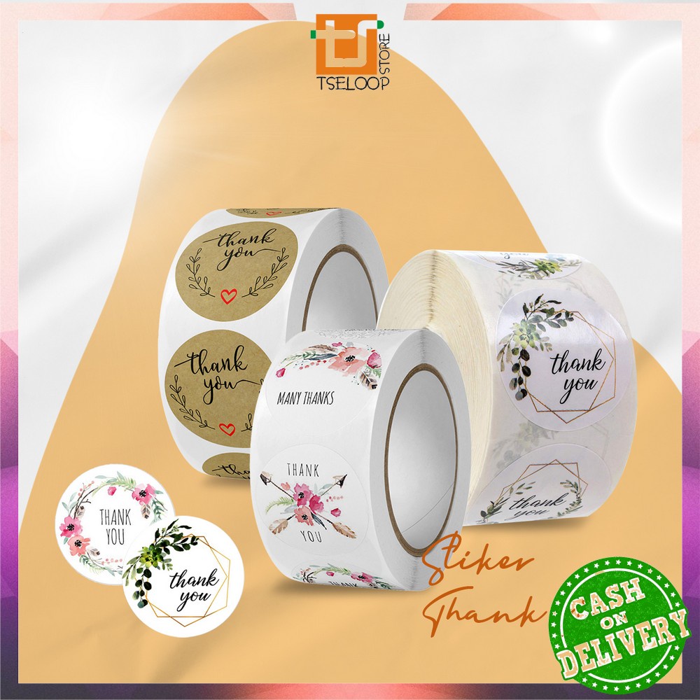 Jual OFM-C817 Sticker Thank You 1 Roll 500PCS Stiker Label Makanan ...