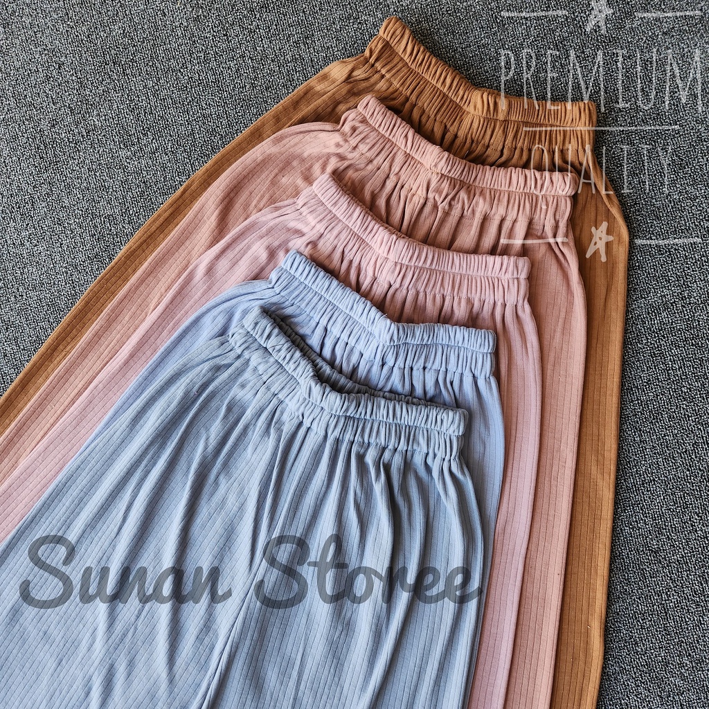 Jual Celana Kulot Rib Bahan Rib Knit Highwaist | Shopee Indonesia