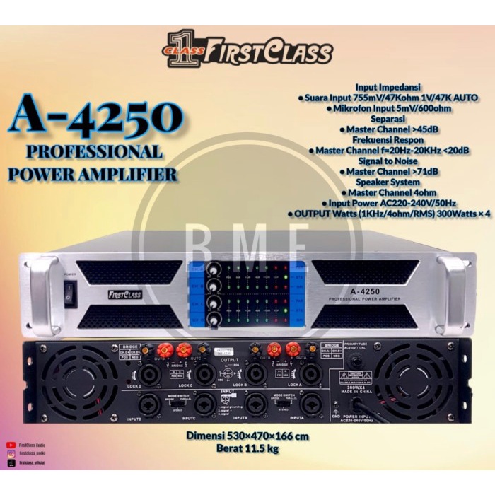 Jual Power Amplifier First Class 4250 FC A4250 4 Channel 4CH FCA4250 ...