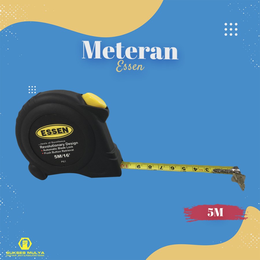 Jual Meteran 5 Meter Tukang Bangunan Roll 5m Essen | Shopee Indonesia