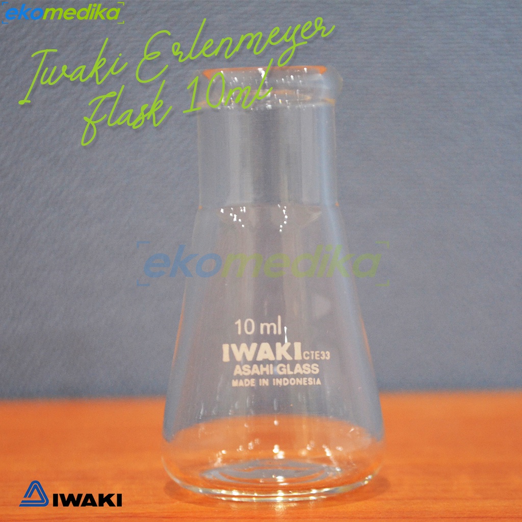 Jual IWAKI Erlenmeyer Flask 10ml 20ml 25ml 30ml 50 ml Labu Erlenmeyer ...
