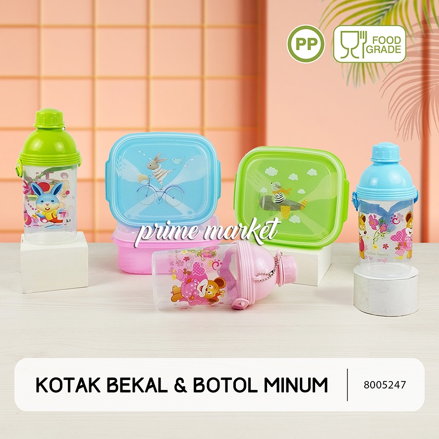 Jual Kotak Makan Tempat Bekal Lunch Box Kotak Bekal 2 Sekat Food Grade + Botol Minum BPA FREE ...