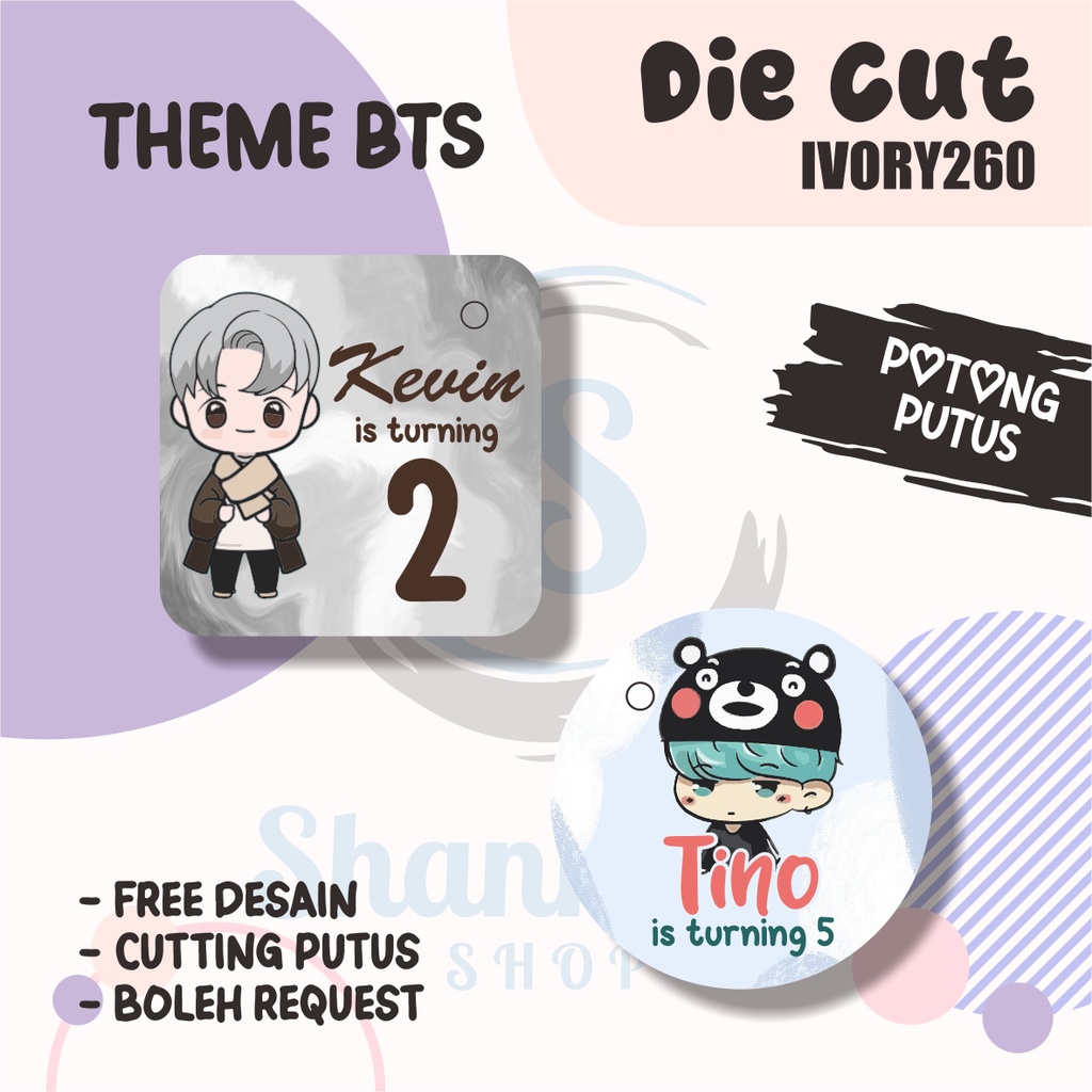 Jual Tag Bulat Kotak Ulang Tahun THEME BTS /Tag Label Ulang Tahun ...