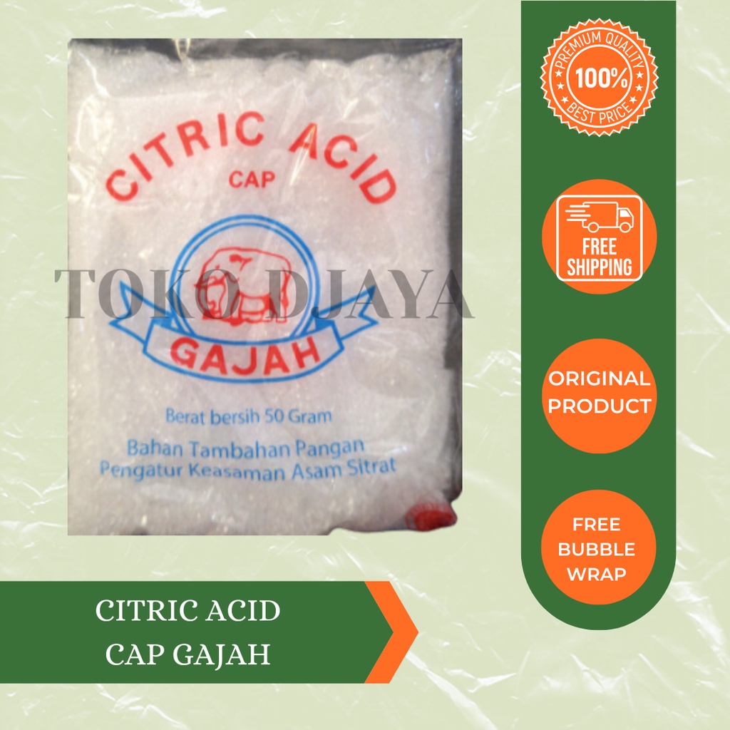 Jual Citric Acid Citrun Zuur Cap Gajah 50g | Shopee Indonesia
