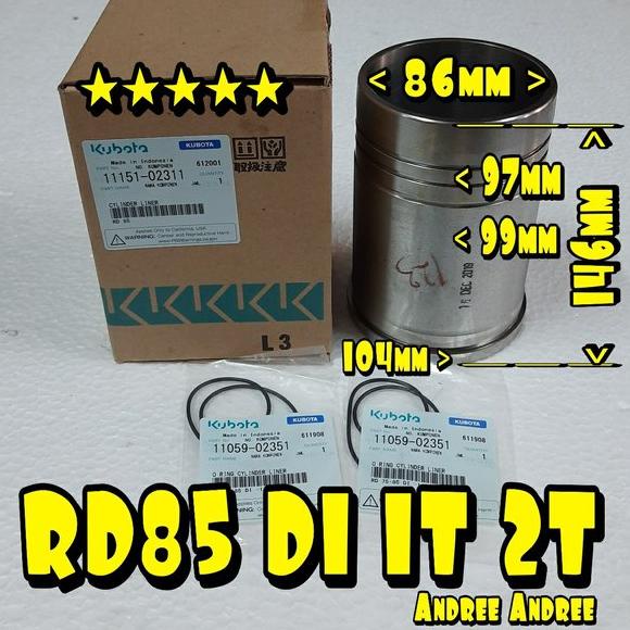 Jual Cylinder Liner - Foring - Boring - with Oring mesin Kubota RD-85 DI 2T - 86 mm - Original ...
