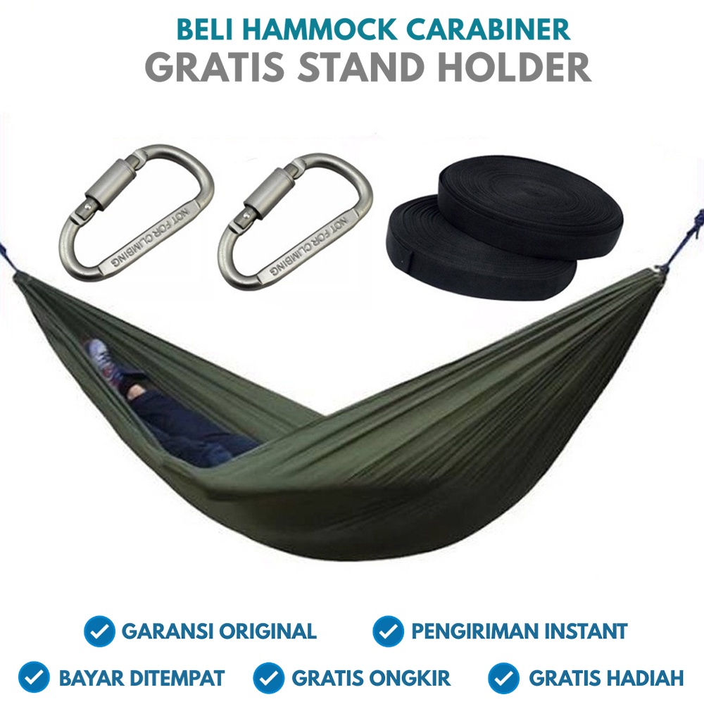 Jual Hammock + Carabiner Ayunan Tempat Tidur Gantung Hamok Single ...