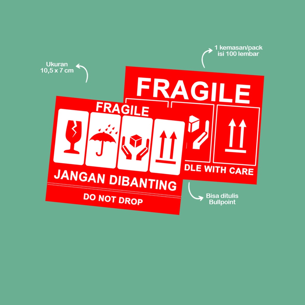 Jual STIKER PAKET PECAH BELAH HORIZONTAL / STICKER FRAGILE BOX PAKET ...