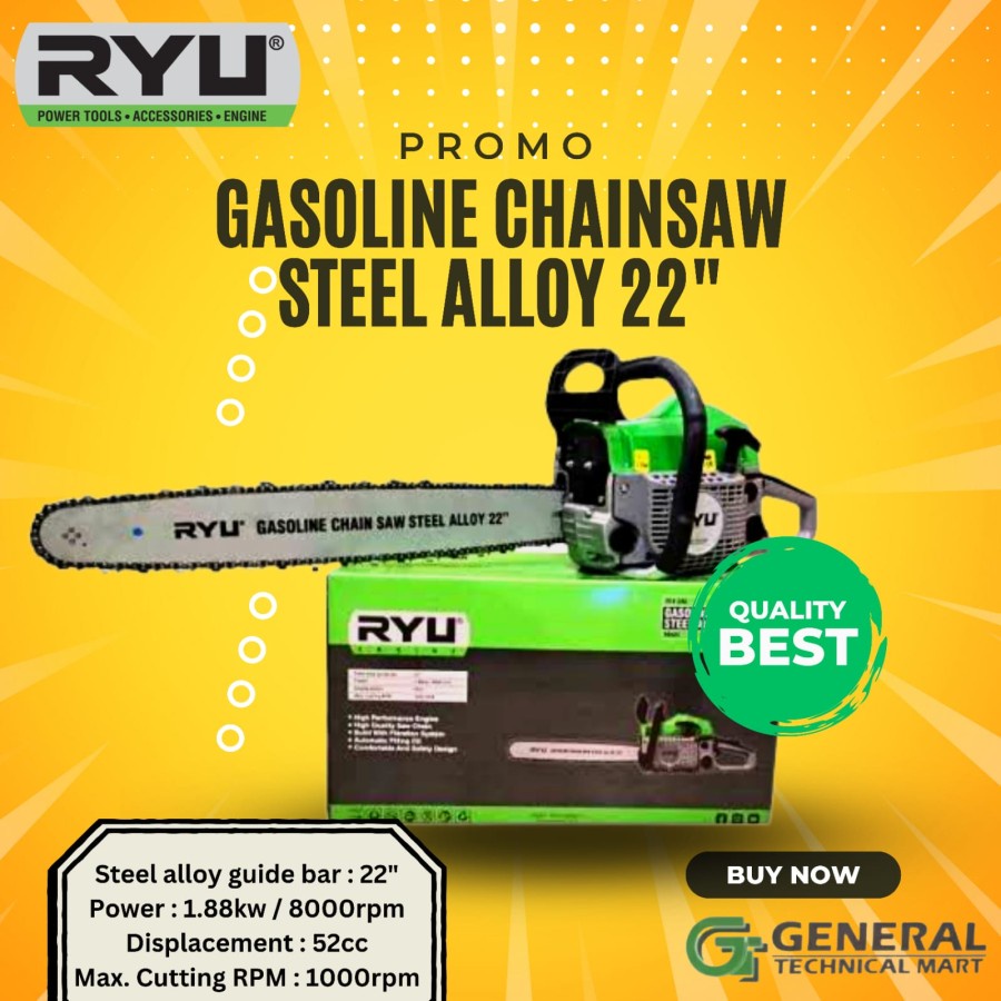 Jual RYU TEKIRO CHAIN SAW 22 INCH, chainsaw engine 2 tak RGS 22 ...