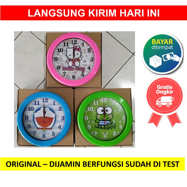 Jual JAM DINDING KARAKTER DORAEMON HELLO KITTY ANALOG 28CM RUMAH 28 CM MURAH LUCU ANAK ANAK ...