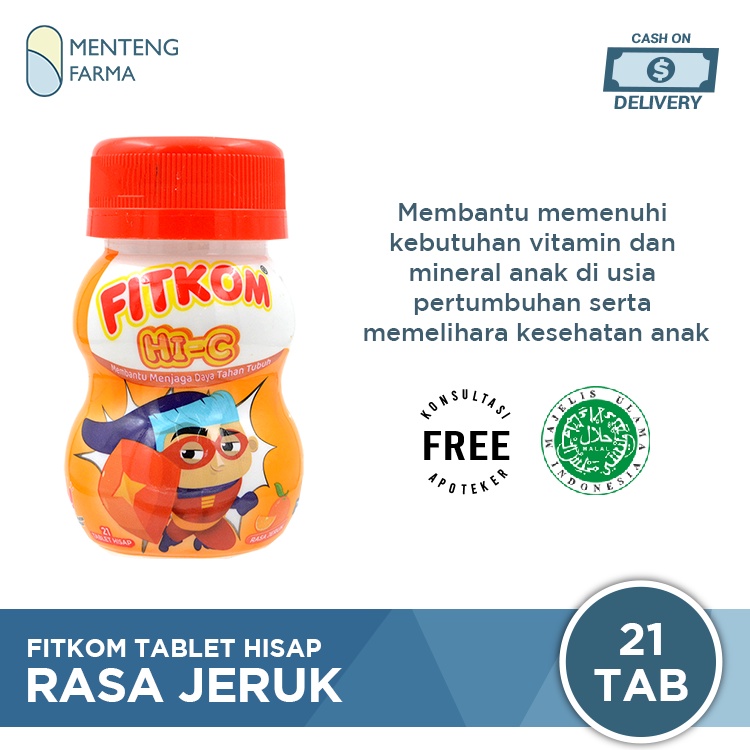 Jual Fitkom Rasa Jeruk 21 Tablet - Multivitamin Tablet Hisap Anak ...