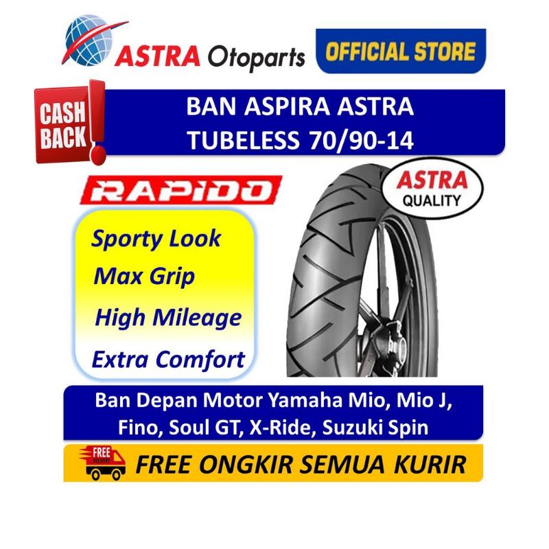 Jual ban tubeless aspira maxio rapido 70/90 80/90 90/90 r14 untuk motor matic | Shopee Indonesia