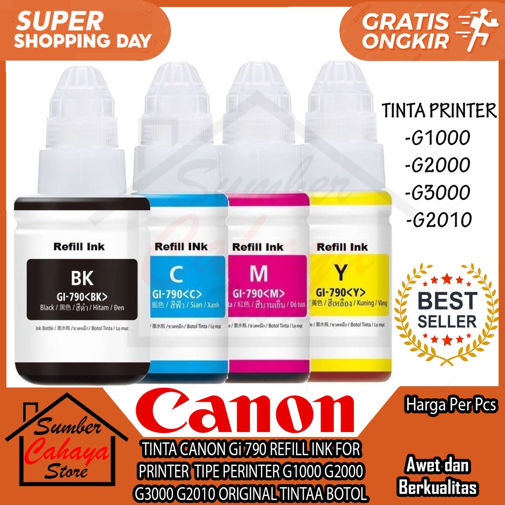 Jual Canon Pixma Gi 790 Tinta For Printer Refill Ink Tipe Perinter ...
