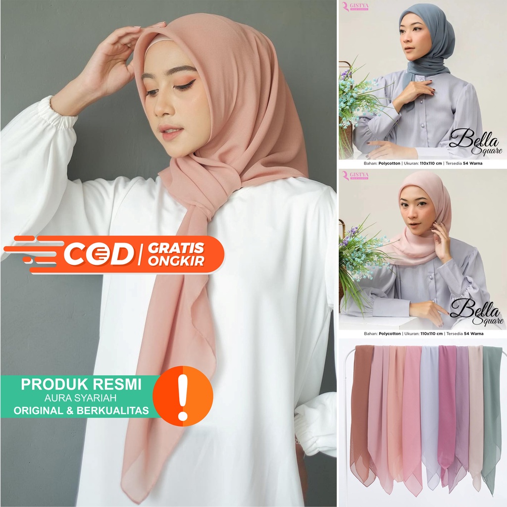 Jual [ COD ] Bella Square 40 Warna Hijab Jilbab Segi Empat light cream ...