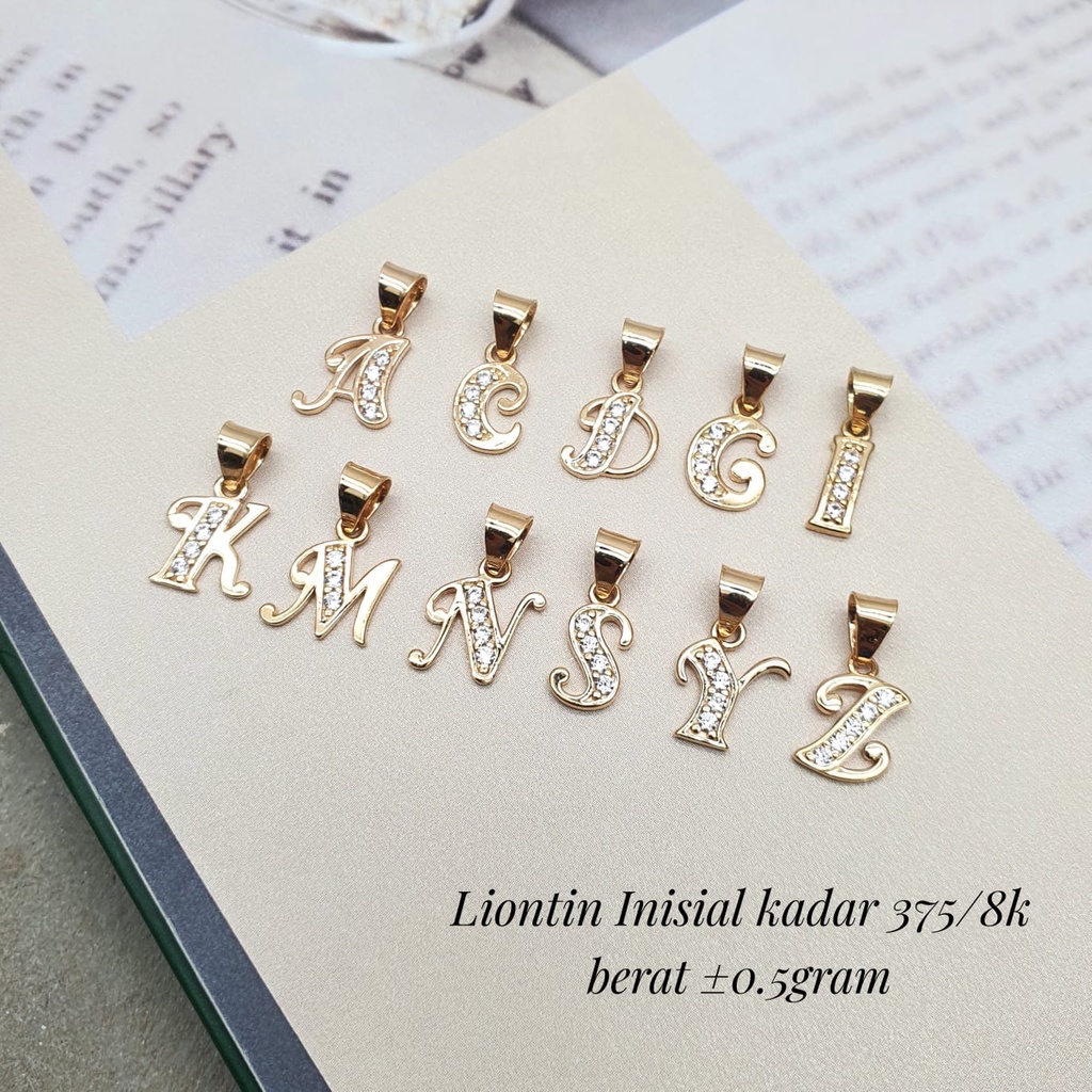 Jual Liontin Huruf Inisial permata untuk kalung Warna KUNING Emas Asli ...