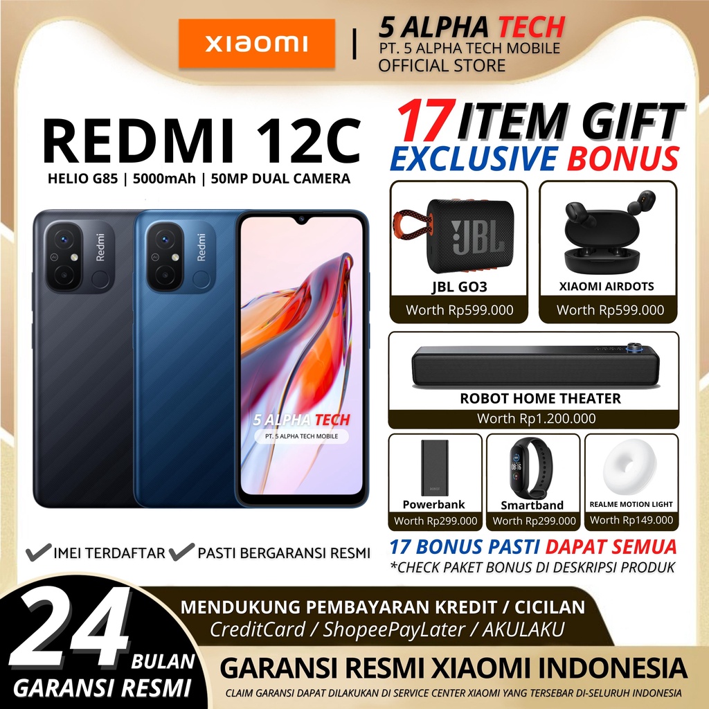 Jual XIAOMI Redmi 12C 4/128GB 4/64GB 3/32GB Garansi Resmi Xiaomi ...