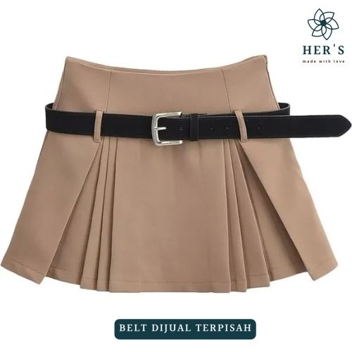Jual Her's - Fella High Rise Plain Pleated Mini A-Line Skirt Rok Lipit ...