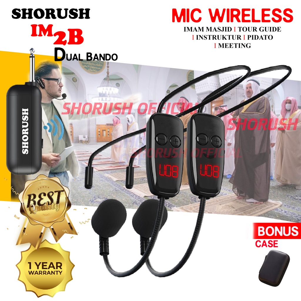 Jual Shorush IM 2 B Mikrofon Mic Clip On Wireless Imam Masjid Microphone Dual Bando Headset ...