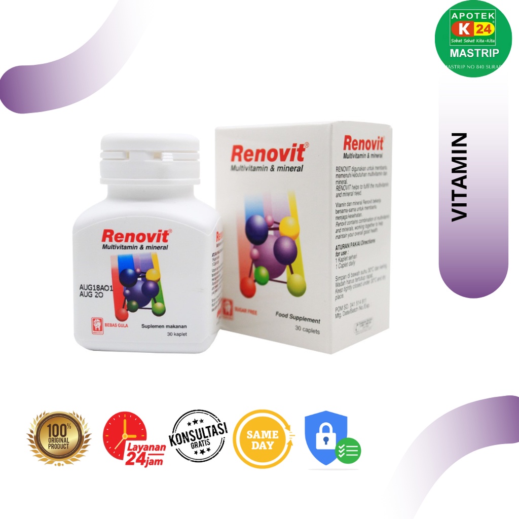 Jual Renovit Tablet Botol / Daya Tahan Tubuh / Dewasa / 30tablet ...