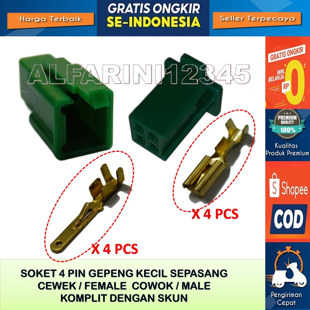 Jual SOKET MOTOR KONEKTOR KABEL 4 PIN KECIL MOTOR MOBIL MALE FEMALE ...