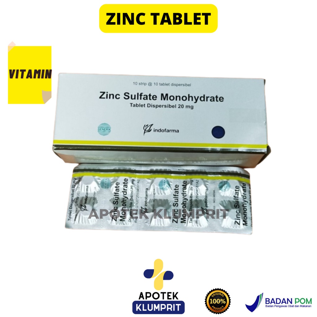 Jual Zinc tablet 20mg / Vitamin daya tahan tubuh | Shopee Indonesia