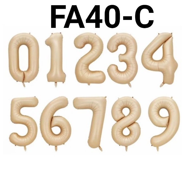 Jual FA40-C Balon foil angka 40 inch 100 cm angka retro coklat caramel ...