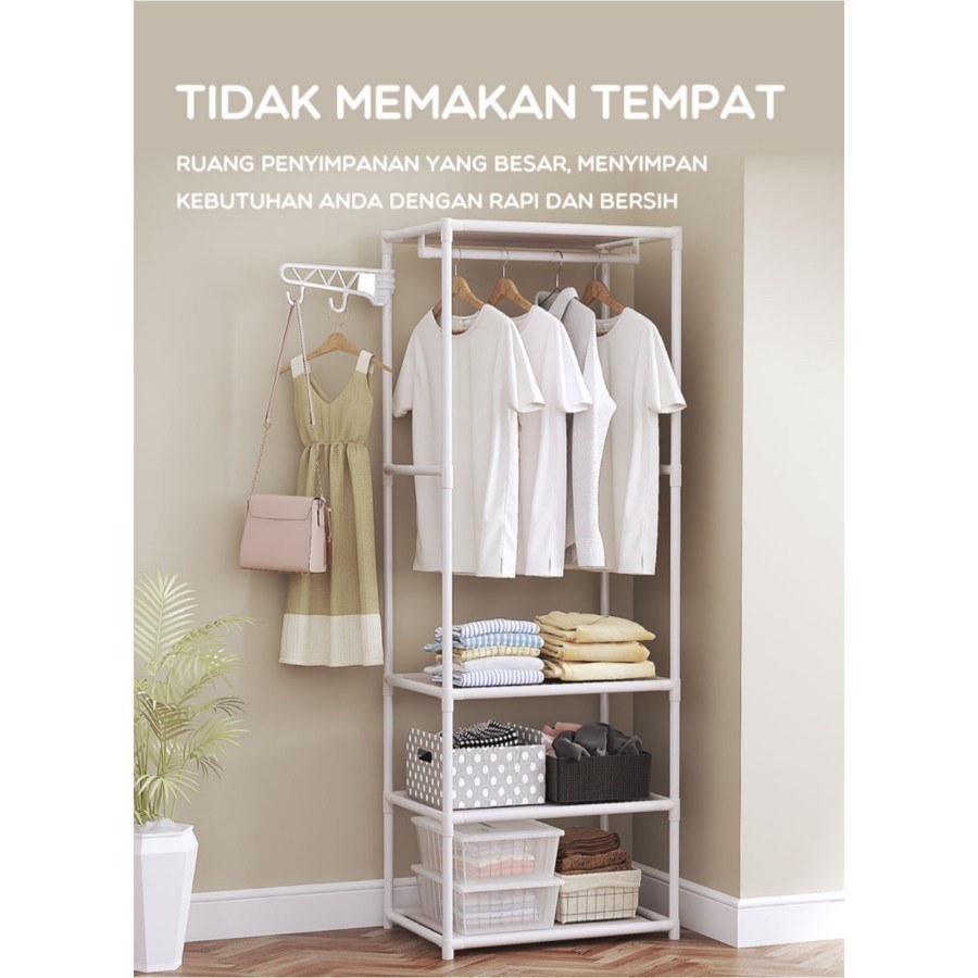 Jual BONBOX Floating Shelf BFS221204 Rak Gantungan Baju 4in1 Stand ...